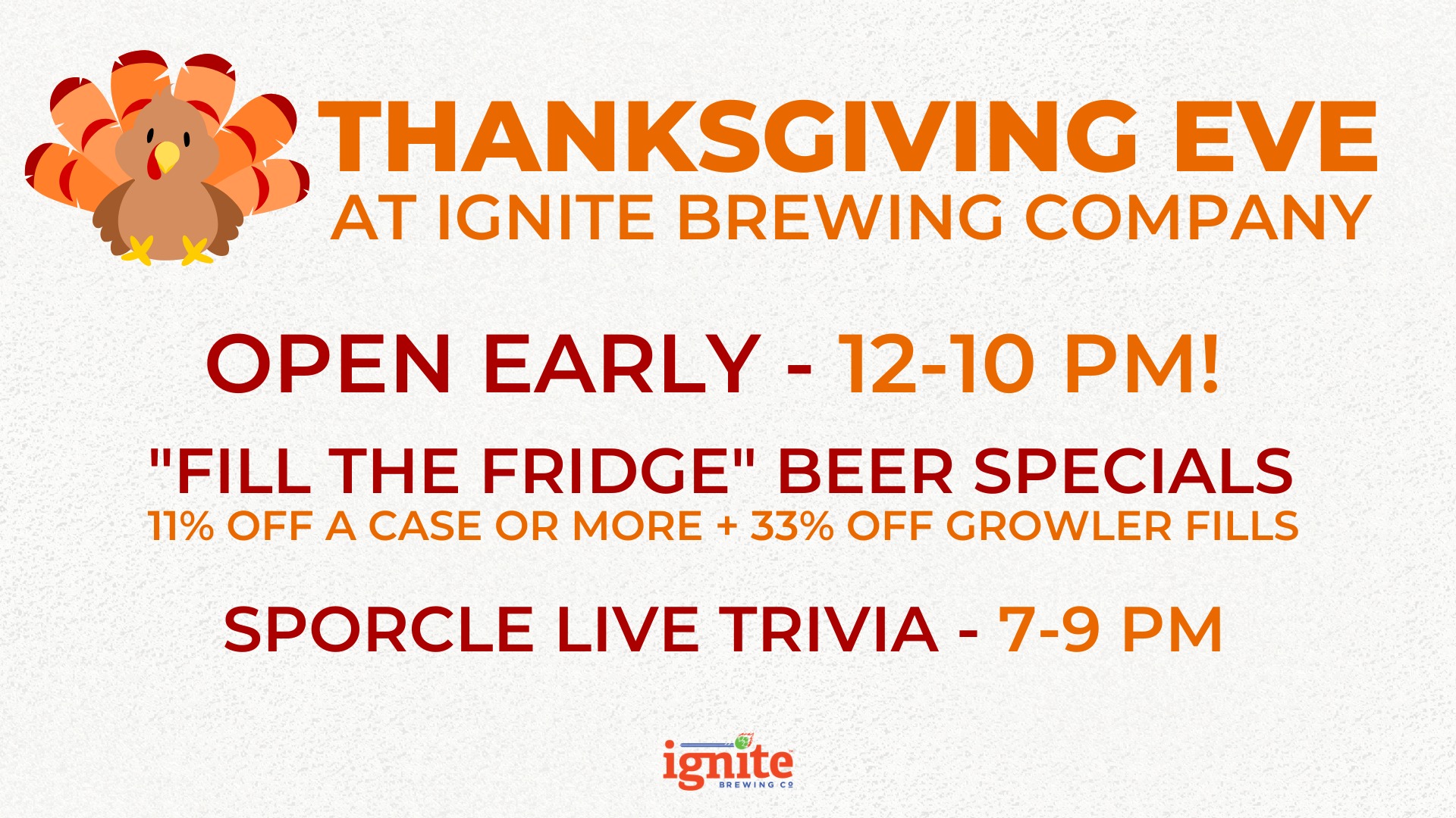 Ignite: Thanksgiving Eve- " Fill the Fridge" - Mainstreet Barberton